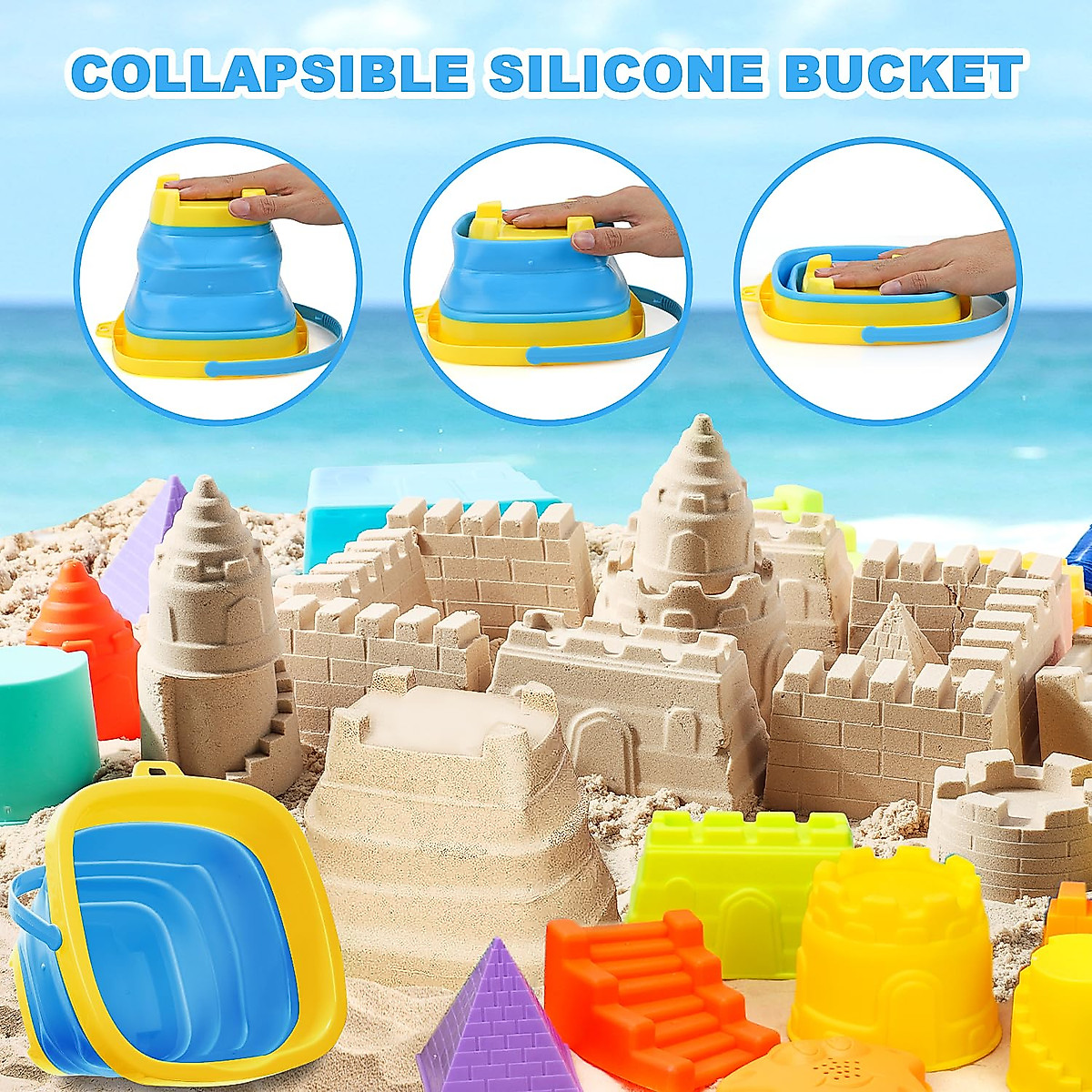 TOY Life Beach Toys for Kids Ages 4-8, Sand Toys for Toddlers 1-3, Beach Toys for Toddlers 1-3, Kids Beach Toys for Kids Ages 8-12, Sandbox Toys, Sand Castle Building Kit, Sand Toys for Kids Ages 4-8