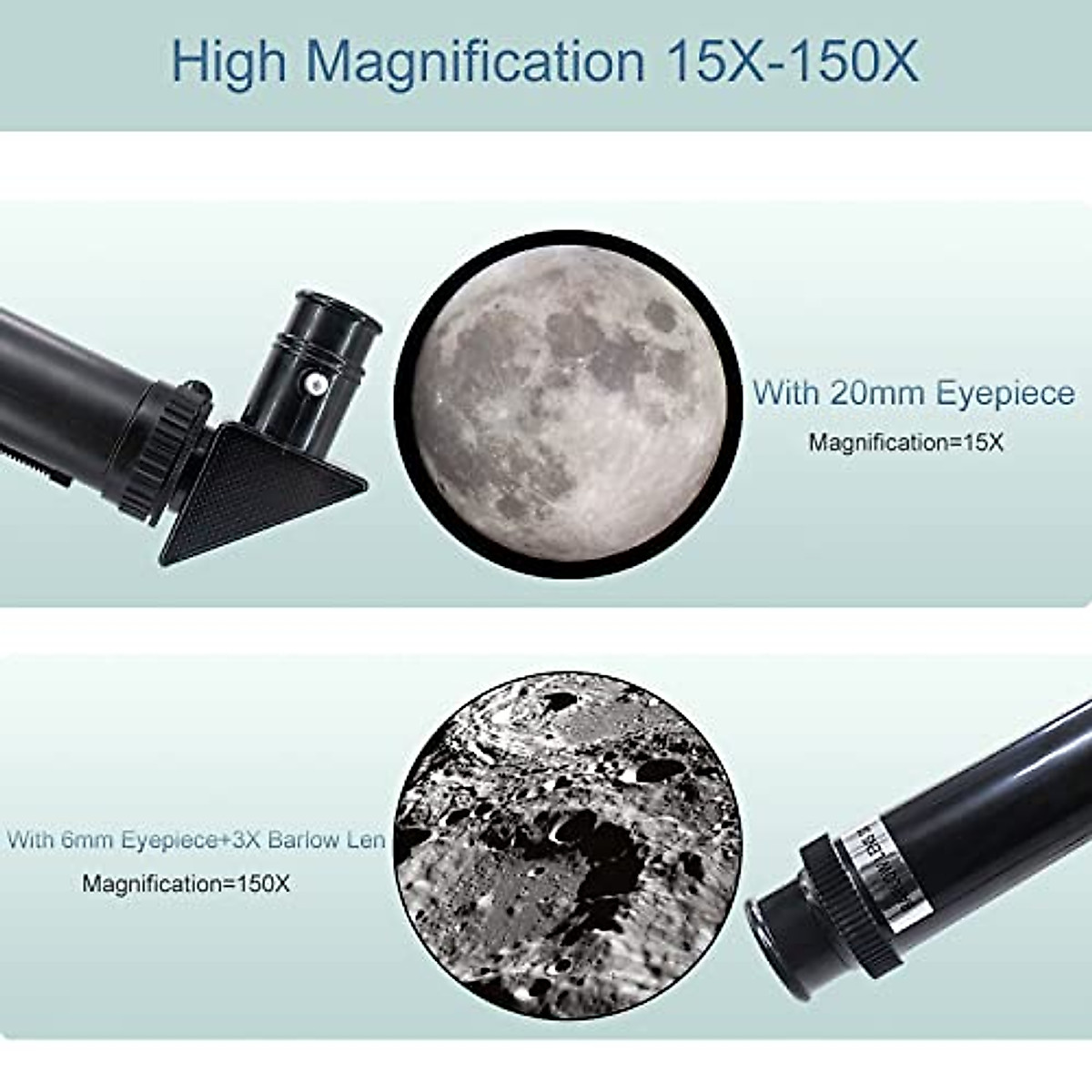 Telescope for Adults & Kids, 70mm Aperture Refractor Telescopes (15X-150X) for Astronomy Beginners, Portable Travel Telescope with Phone Adapter & Wireless Remote, Astronomy Gifts for Kids
