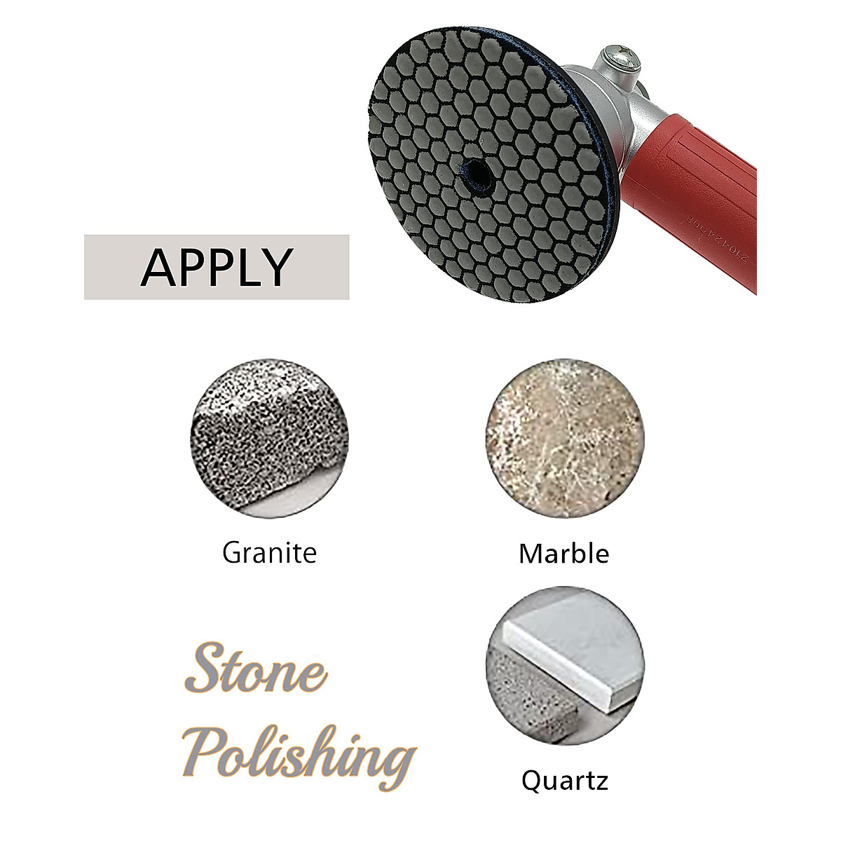 ComeFloor Dry Diamond Polishing Pads for Granite Marble Stone 4 Inch Set 7 Pieces Grinding Pads Plus a Alu Backer Pads