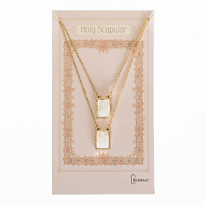 Roman Infinity Holy Scapular Gold Zinc Necklace 26 Inches Long