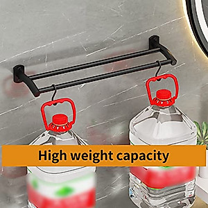 16" Towel Holder for Bathroom Wall Mounted, Matte Black Towel Rack, Double Towel Bar