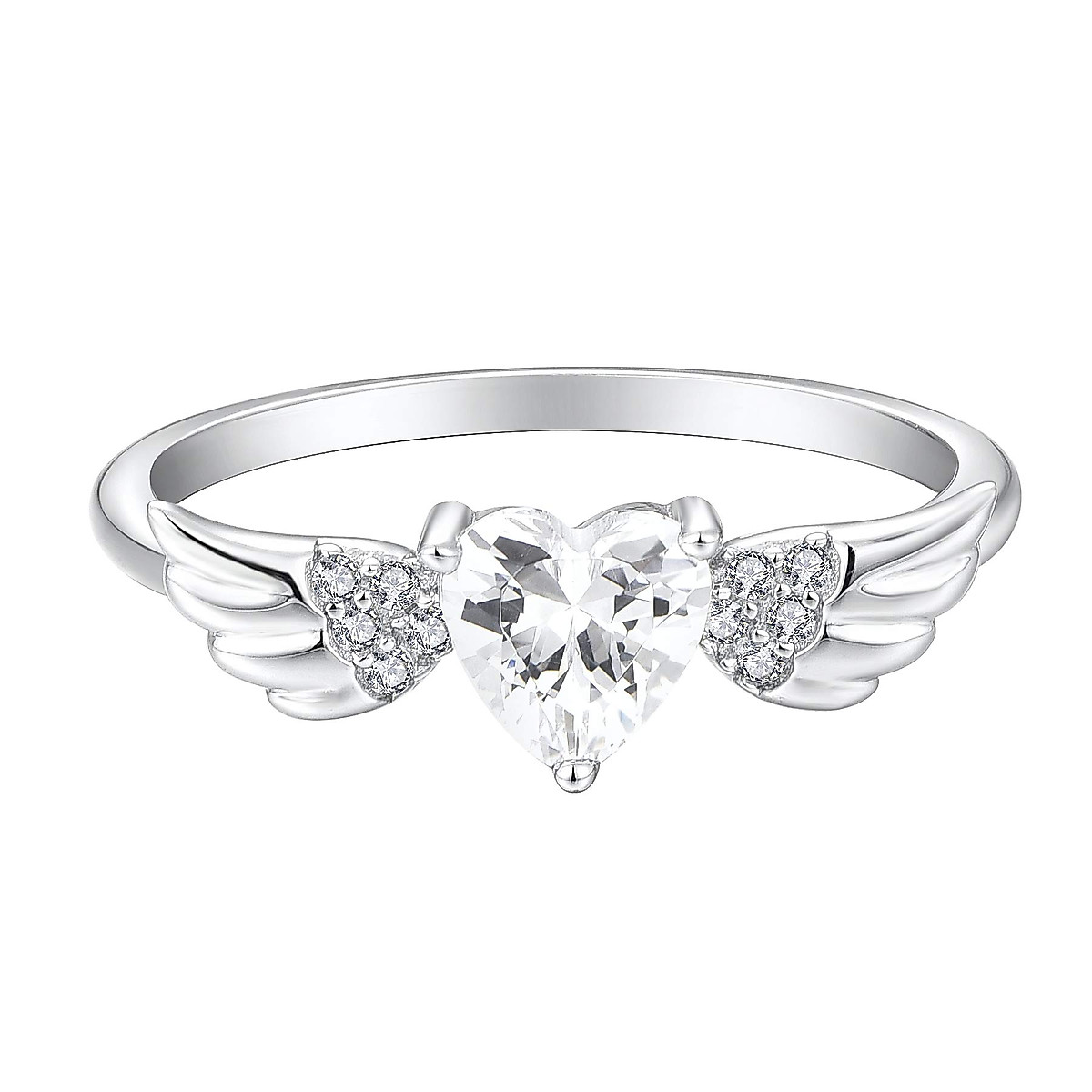 STARCHENIE Angel Wings Heart Ring for Women 925 Sterling Silver Engagement Band Ring Size 9