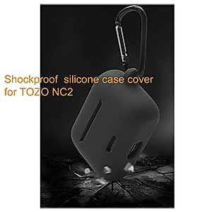 Claiol Silicone Case for TOZO NC2, Premium Shockproof Protective TOZO NC2 Case Cover with Keychain. (Black)