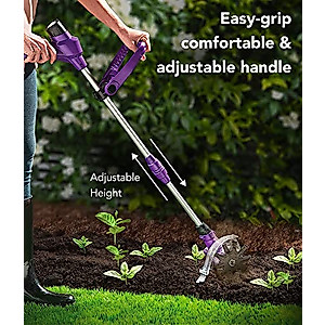Cordless Tiller and Cultivator Electric with Crack Weeder Blade - 3.2 Lbs Lightweight Small Rototiller for Garden with Rechargeable Battery, Small Garden Rototiller, Garden Tiller Battery Powered