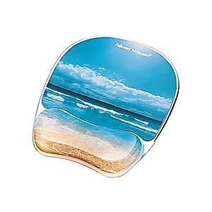 Fellowes 9179301 Gel Mouse Pad with Wrist Rest, 7-7/8 x 9-1/4, Sandy Beach Design