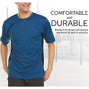 Mens Active T-Shirt - Quick-Dry Athletic Workout Training Crew Neck Short Sleeve Top 5 Pack