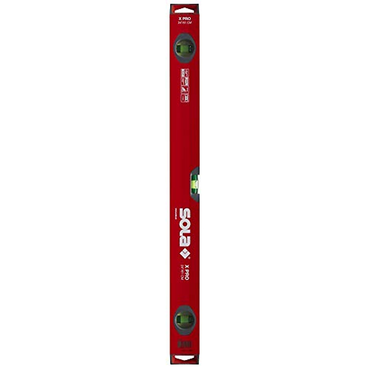 SOLA LSX482410 X PRO Aluminum Box Profile Spirit Level Set with 60% Magnified Vials, 10, 24 & 48-Inch , Red