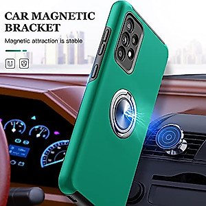 JAME for Samsung Galaxy A52 5G Case with [2 Pack] Tempered-Glass Screen Protector, Slim Soft Heavy Duty Cover for Samsung A52 Case, with Invisible Ring Holder Kickstand for Galaxy A52 Case, Green