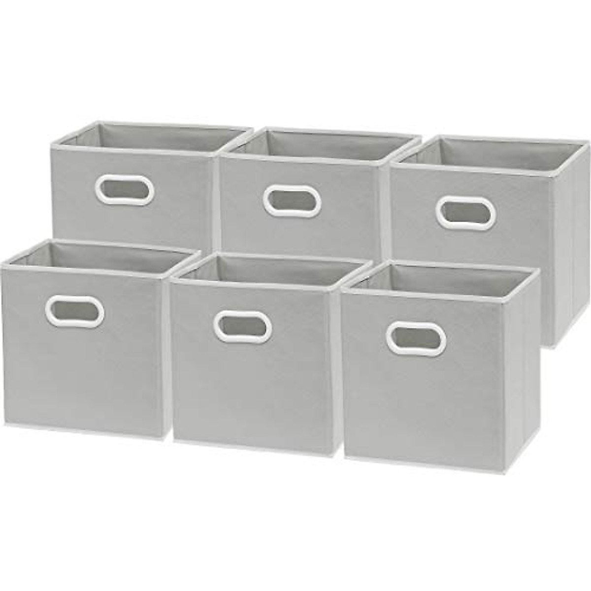 6 Pack - SimpleHouseware Foldable Cube Storage Bin with Handle, Grey
