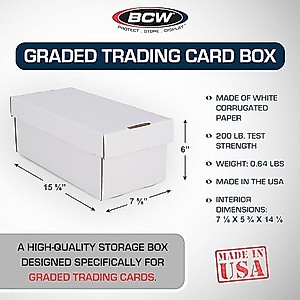 BCW 3ct Graded Shoe Box | Cardboard Card Storage Box Holds 300 3x4 Toploaders | 100 Graded Cards | PSA, BGS, SGC Compatible | Sports Card Storage Box