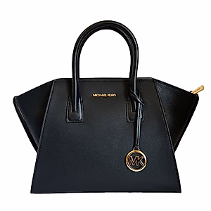 Michael Kors Avril Large Top Zip Slouch Satchel Crossbody Black Leather