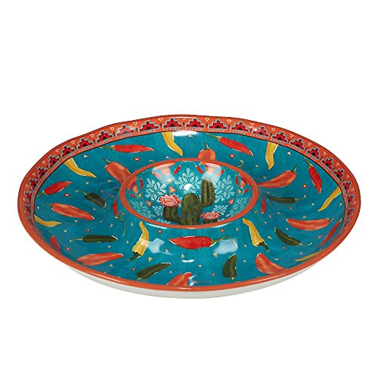 Certified International Santa Fe Chip & Dip Server,13.5" Diameter x 1.75", Multicolor