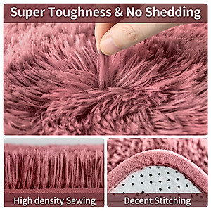 Merelax Soft Modern Indoor Large Shaggy Rug for Livingroom Bedroom Dorm Kids Room Home Decorative, Non-Slip Plush Fluffy Furry Fur Area Rugs Comfy Nursery Accent Floor Carpet 8x10 Feet, Blush