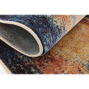 Unique Loom Mystic Collection Over-Dyed Abstract, Mid-Century Modern, Rustic Area Rug, 2' 0" x 6' 0", Peach/Beige