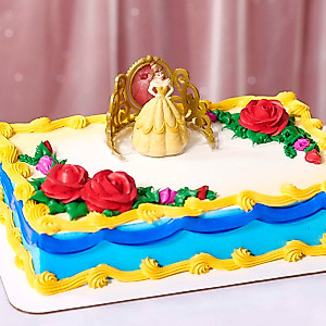 DecoSet® Disney Princess Belle Beautiful As A Rose Cake Topper, 2-Piece Decorations Set with Belle Figurine and Golden Tiara with Spinning Jewel, Beauty and the Beast Cake Decoration