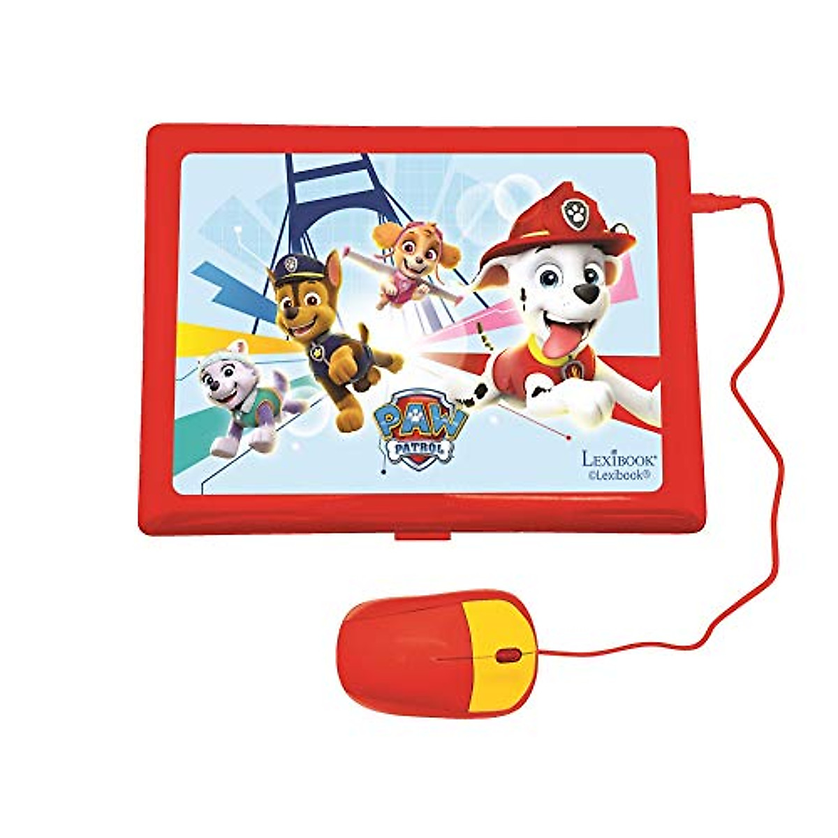LEXiBOOK JC598PAi4 Paw Patrol-Educational and Bilingual Laptop Portuguese/English-Toy for Child Kid (Boys & Girls) 124 Activities, Learn Play Games and Music with Chase Marshall-Red/Blue