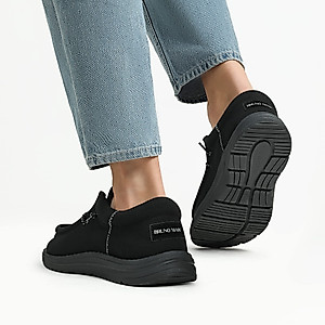 Bruno Marc Men's Arch Support Casual Slip-on Shoes Loafers for Men Non Slip Comfortable Boat Shoes, Black, Size 10, SBLS2302M