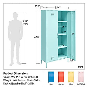 Novogratz Cache Tall 2 Door Metal Locker Cabinet, Orange
