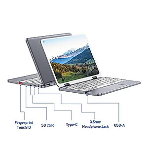 Laptop Computer Intel Celeron N5100 Processor 2 in 1 Tablet Touchscreen 10.8" HD Display With Stylus/ Fingerprint Reader, 8GB RAM, 512GB SSD, Type-C, TF Card, HD webcam, WiFi, Bluetooth, Windows 11