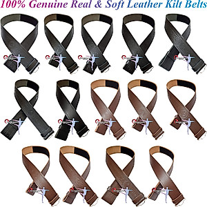 Ever Bright Mens Kilt Belt Celtic Knot Embossed Black Leather Kilt Belt (Celtic Knot Embossed Black, L 40" to 46")