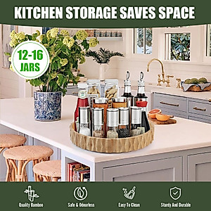 ODEDEN 12 Inch Lazy Susan, Lazy Susan for Dining Table, Bamboo Lazy Susan, 360° Rotatable Kitchen Countertop Wood Lazy Susan for Cabinet, Bathroom, Makeup Lazy Susan, Natural