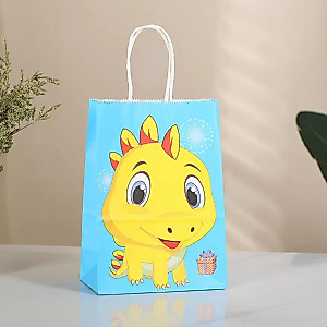 AHYCS Dinosaur Party Bags - 24Pcs Dinosaur Party Favor Bags, Candy Treat Bag for Dinosaur Party, Goody Gift Bags with Handle, Great for Party Decorations and Dinosaur Theme Birthday Party