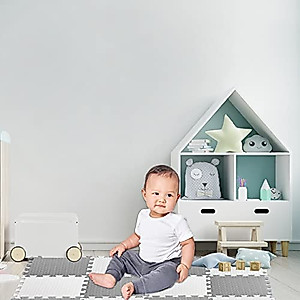 Soft EVA Foam Playmat for Babies, Toddlers Interlocking Extra Thick 0.4'' Padded Floor Mat for Crawling,Playing & Activity 16 Tiles in Pack Large 48'' x 48'' Connected by Smile My Baby