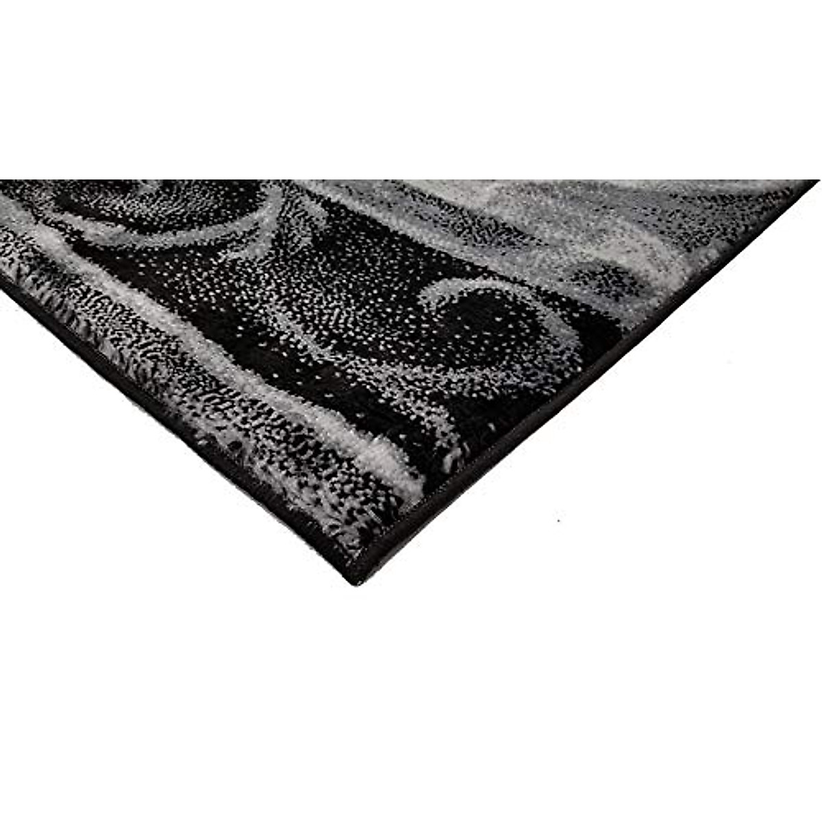 HT Design Rectangular Area Rug for Living Room, Floral Black and Red 7x10 Modern Rugs, Easy to Clean, Pet Friendly Indoor Carpet for Living Room