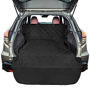 F-color SUV Cargo Liner for Dogs, Water Resistant Pet Cover Dog Seat Mat SUVs Sedans Vans with Bumper Flap Protector, Non-Slip, Large Size Universal Fit, Black