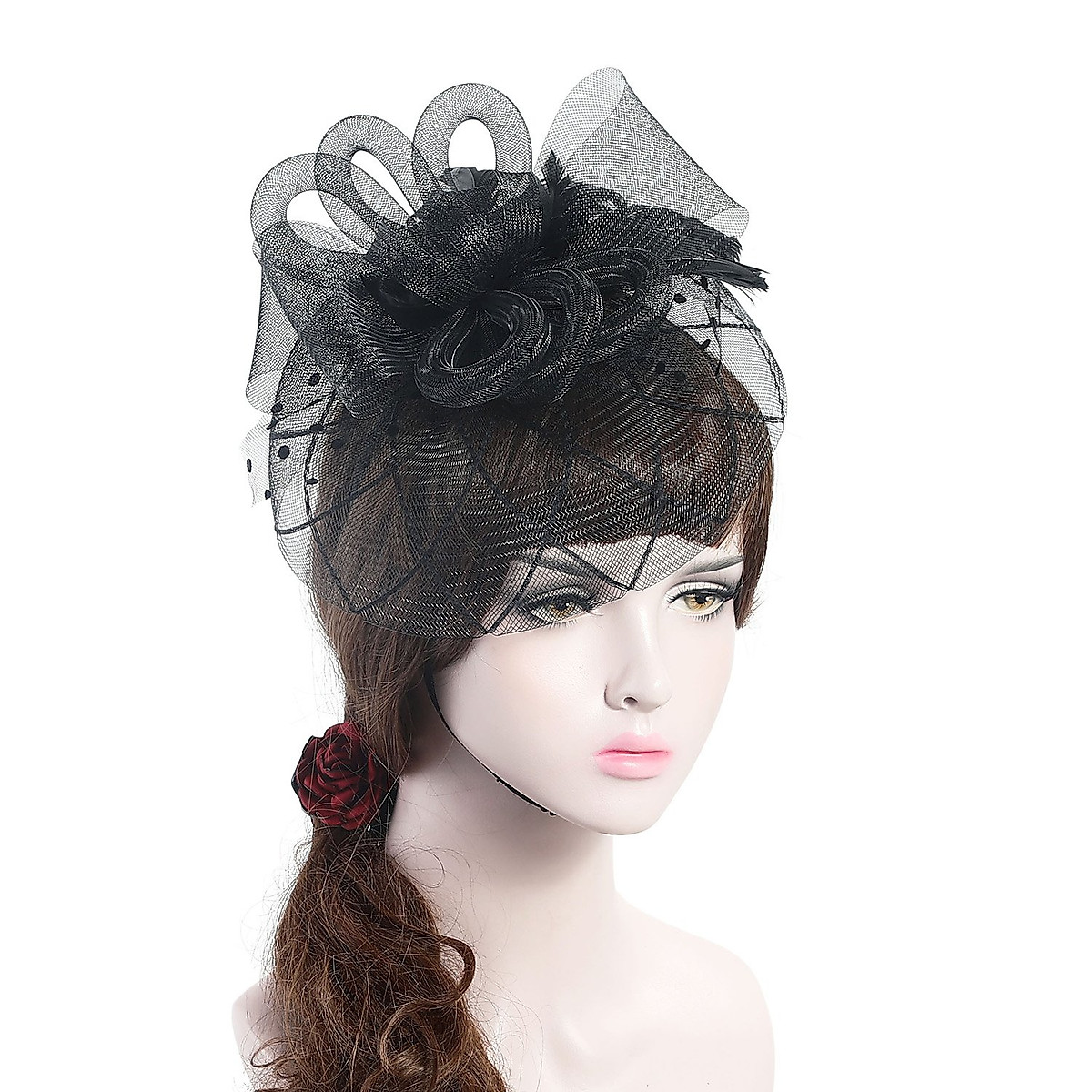 AWAYTR Fascinator Hat Mesh Flower Headwear Tea Party Hats for Woman Mesh Derby Church Cap