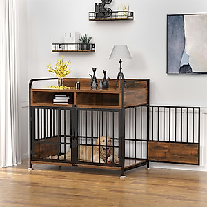 Furniture Dog Crate Large Dogs,42 Inch Dog Crates for Large Dogs,Wood Dog Cage Table with Drawers Storage,Dog Crates for Medium and Large Dogs Indoor,Sturdy Metal Dog Crate,Heavy Duty Dog Crate
