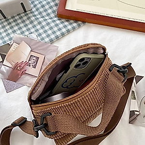 Cute Kawaii Purse Crossbody Bag Girls Kawaii Bear Corduroy Satchel Purse Cute Plush Shoulder Bag Purse Kawaii Bear Print Purse for Teen Girls Women