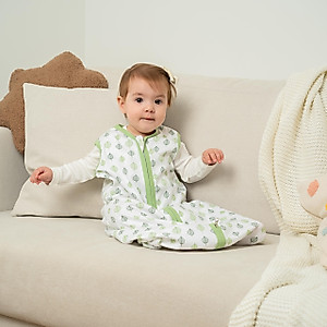 Baby Wearable Blanket, Breathable Cotton Sleep Sacks for 6-12 Months, 2 Pack Unisex Sleeping Bag Sack, Medium Size, 2-Way Zipper, 0.5 Tog