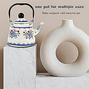 XENITE Tea Kettle Teapot Enamel Tea Kettle Induction Cooker Boiling Water Tea Pot Household Large Capacity Kettle Enamel Boiling Teakettle Tea Kettle Teapots (Color : Tc001, Size : 1.7L)