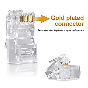 SHD RJ45 Connectors RJ45 Crimp Ends 8P8C UTP Network Plug for CAT5 CAT5E CAT6 Stranded Cable Solid Crystal Head 100PCS