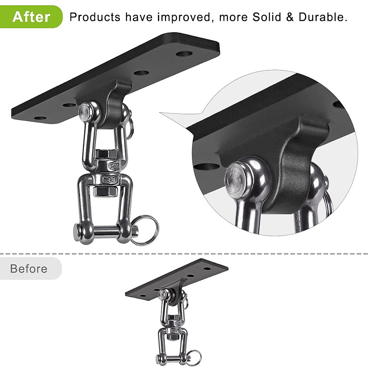 Dolibest Heavy Bag Hanger,Wall Ceiling Mount Hook 360° Rotation Wood Beam Holder Body Weight Strength Training Systems, Aerial Yoga Swing & Hammock, Resistance Band for Wooden Sets(600 LB Capacity)