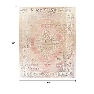 Hauteloom Holliday Living Room, Bedroom Area Rug - Traditional - Blue, Beige, Orange - 5' x 7'6"