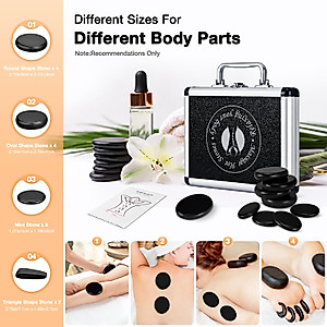 SLIMSTY Hot Stones Massage Set, 18 Pcs Basalt Hot Stones with Heater Kit, Massage Stones for Professional or Home spa, Relaxing, Healing, Pain Relief