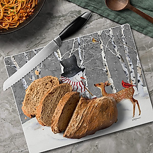 CounterArt Snow Day 3mm Heat Tolerant Tempered Glass Cutting Board 10” x 8” Manufactured in the USA Dishwasher Safe