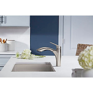 Kohler 30468-VS Rival Single Handle Pull-Out Kitchen, Laundry, Utility Sink Faucet, Vibrant Stainless, 1.5 gpm
