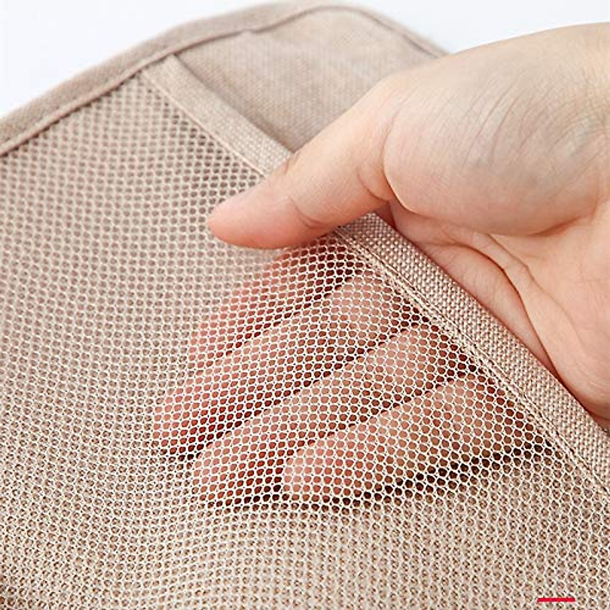 UYIDUO Dual-Sided Storage Bags, Hanging Closet Organizer for Wardrobe Organizing of Underwear, Bras, Socks and More (Beige)