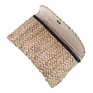 Women Straw Woven Clutch Purse Envelope Handbag Hasp Summer Beach Wallet