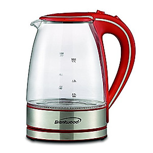 Brentwood Appliances KT-1900R Tempered Glass Tea Kettles, 1.7-Liter, Red
