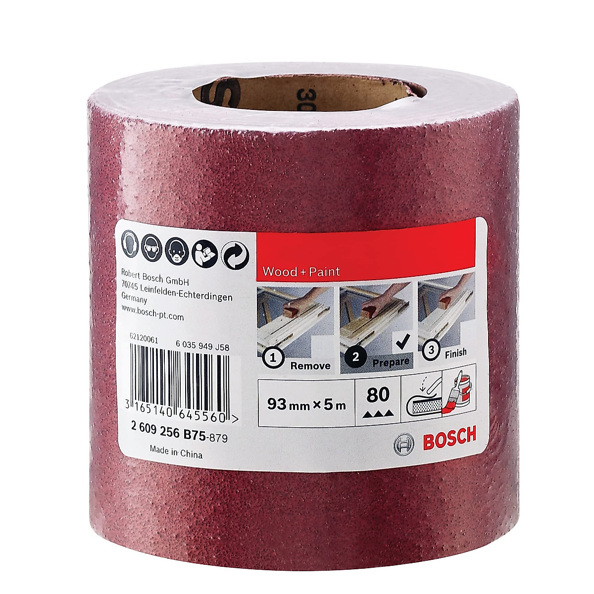 Bosch Sanding Roll Red 93 mm x 5 m Grit 80, 2609256B75