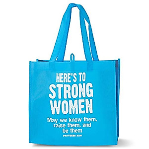 Here's To Strong Women Royal Blue 12.5 x 12 Canvas Fabric Eco Tote Handbag