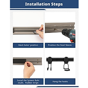 DEERFAMY 4 Pack Garage Storage Organization, Heavy Duty Wall Mount Garage Tool Organizer Support 66lbs, For Organizer Garden Yard Tool, Bikes