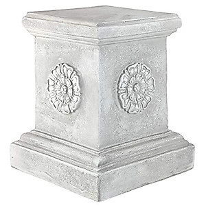 Design Toscano CL5194 English Rosette Sculptural Garden Plinth Base Statuary Pedestal, Large, antique stone