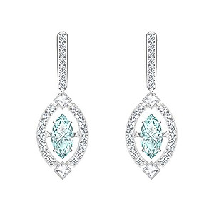 SWAROVSKI Sparkling Dance Women's Dangling Pierced Earrings with Green and White Crystals with a Rhodium Plated Setting