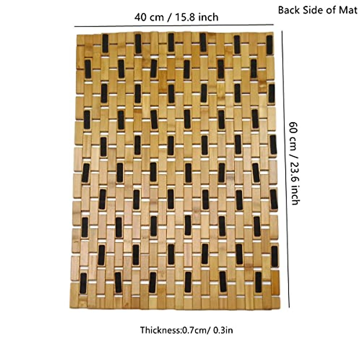 HJJKKH Bamboo Bath Mat with 15.7X23.6 inch,Nature Bamboo Bathroom Mat,Roll-Up and Foldable Bamboo Shower Mat,Non Slip Shower Tub Mat for Bathtub, Shower,Sauna,Hot Tub