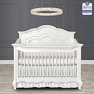 Evolur Aurora Deluxe Edition 5 in 1 Curved Convertible Crib I Fairytale Nursery, Frost, 58x32x54 Inch (Pack of 1)